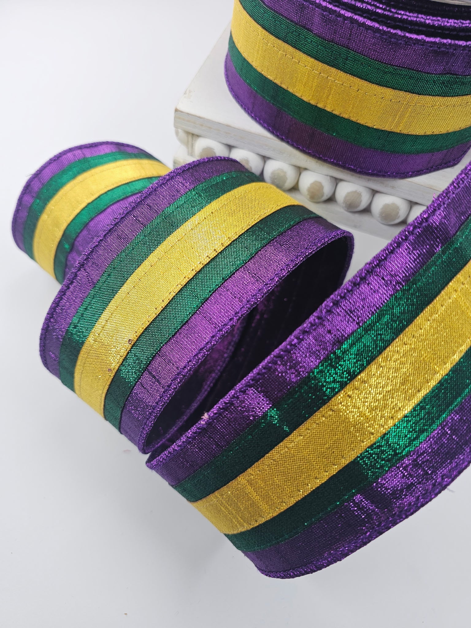Mardi Gras Farrisilk Wired Ribbon - 2.5" - Greenery Market