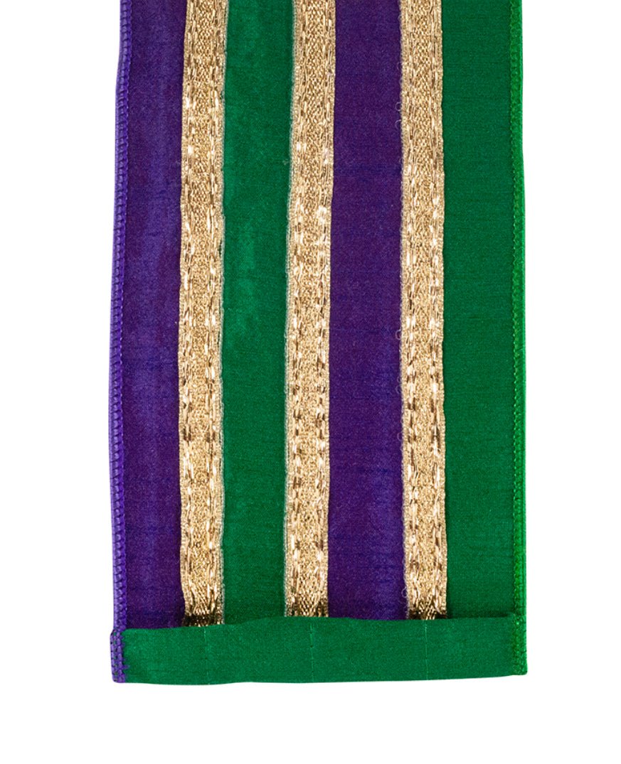Mardi Gras Stripe Wired Ribbon 4” - Greenery Market