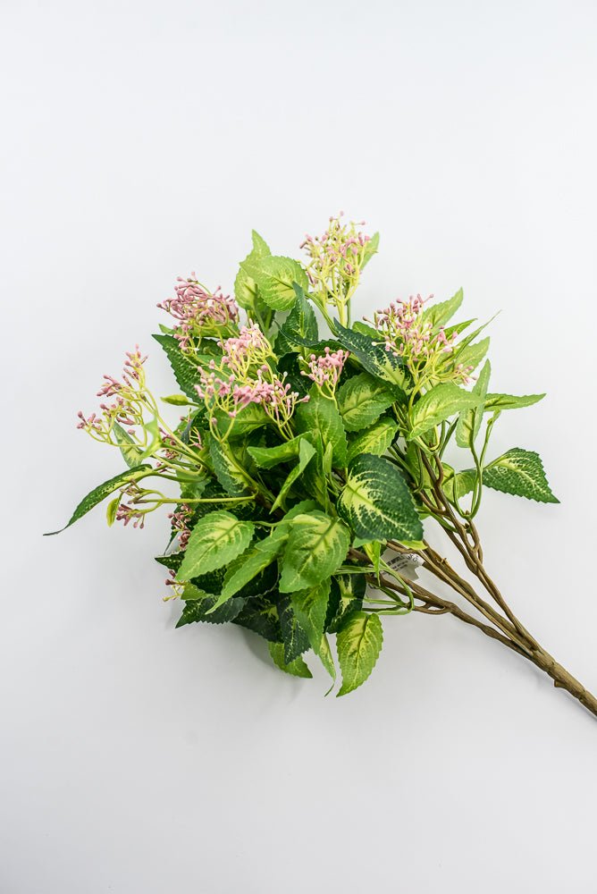 Mini Berry Leaves Bush Pink Greenery Market