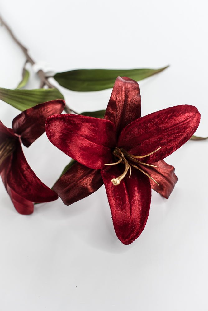 Red velvet lily flowers spray 24” - Greenery Market