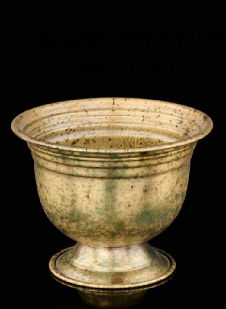 Metal compote container for floral designs -gold patina - Greenery Market