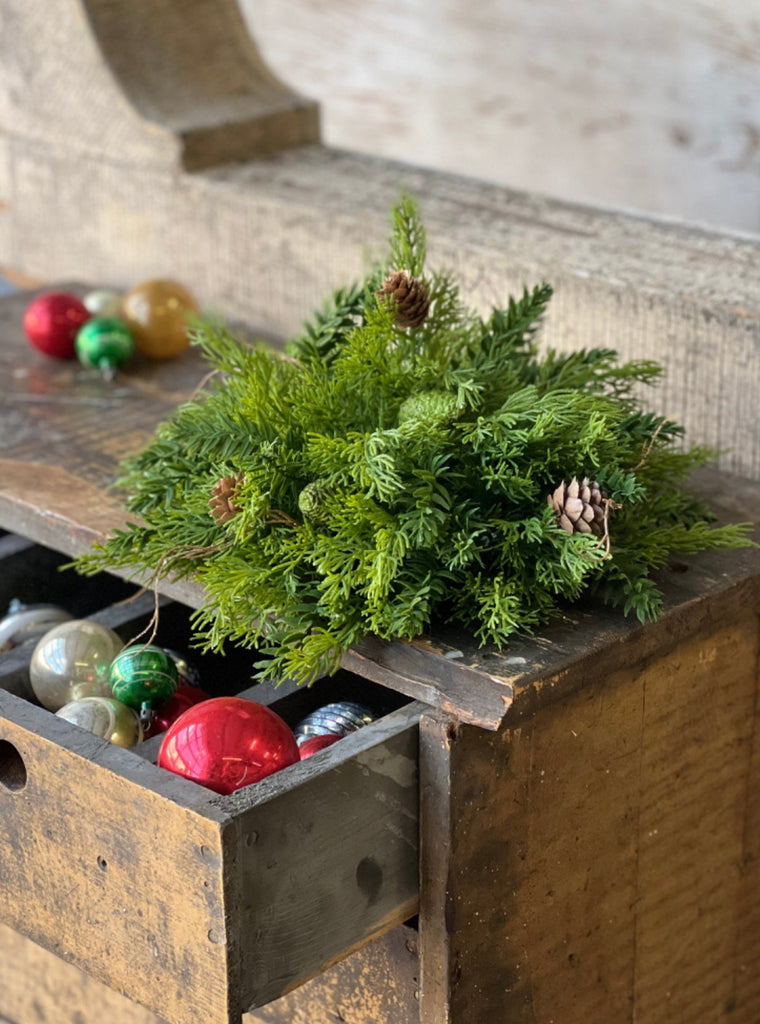 Artificial mixed evergreen greenery half sphere - Greenery Market