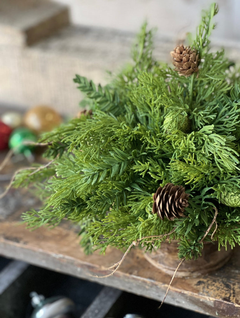 Artificial mixed evergreen greenery half sphere - Greenery Market
