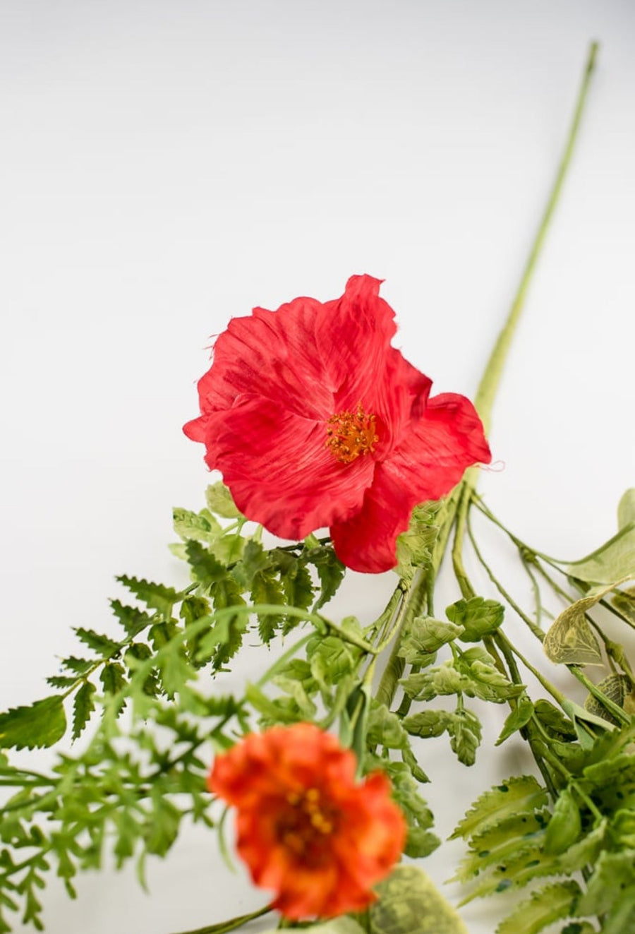 Artificial poppy and fern spray - Greenery Market