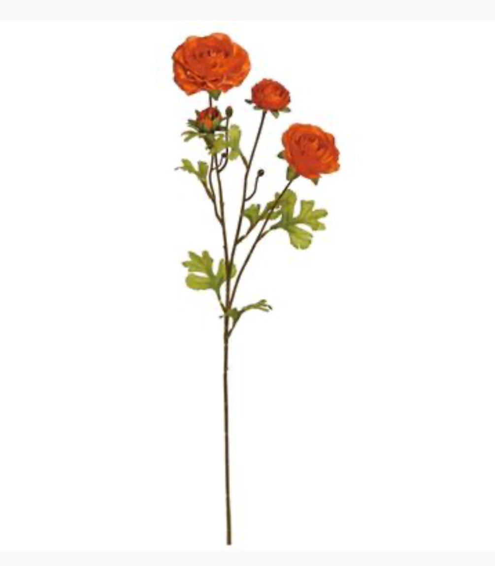 Artificial Ranunculus spray - orange - Greenery Market