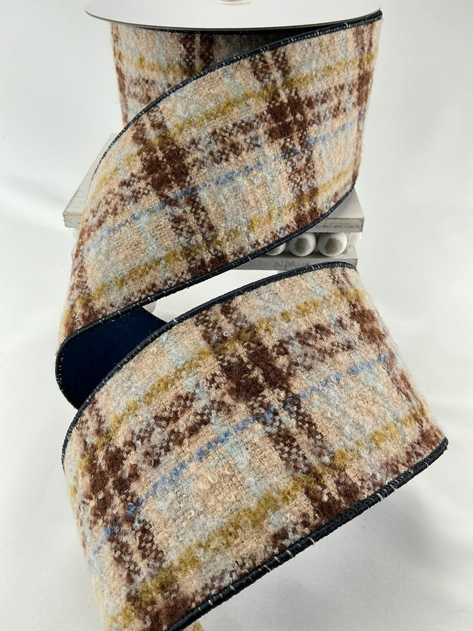 Highlands tweed wired ribbon 4” - Greenery Market