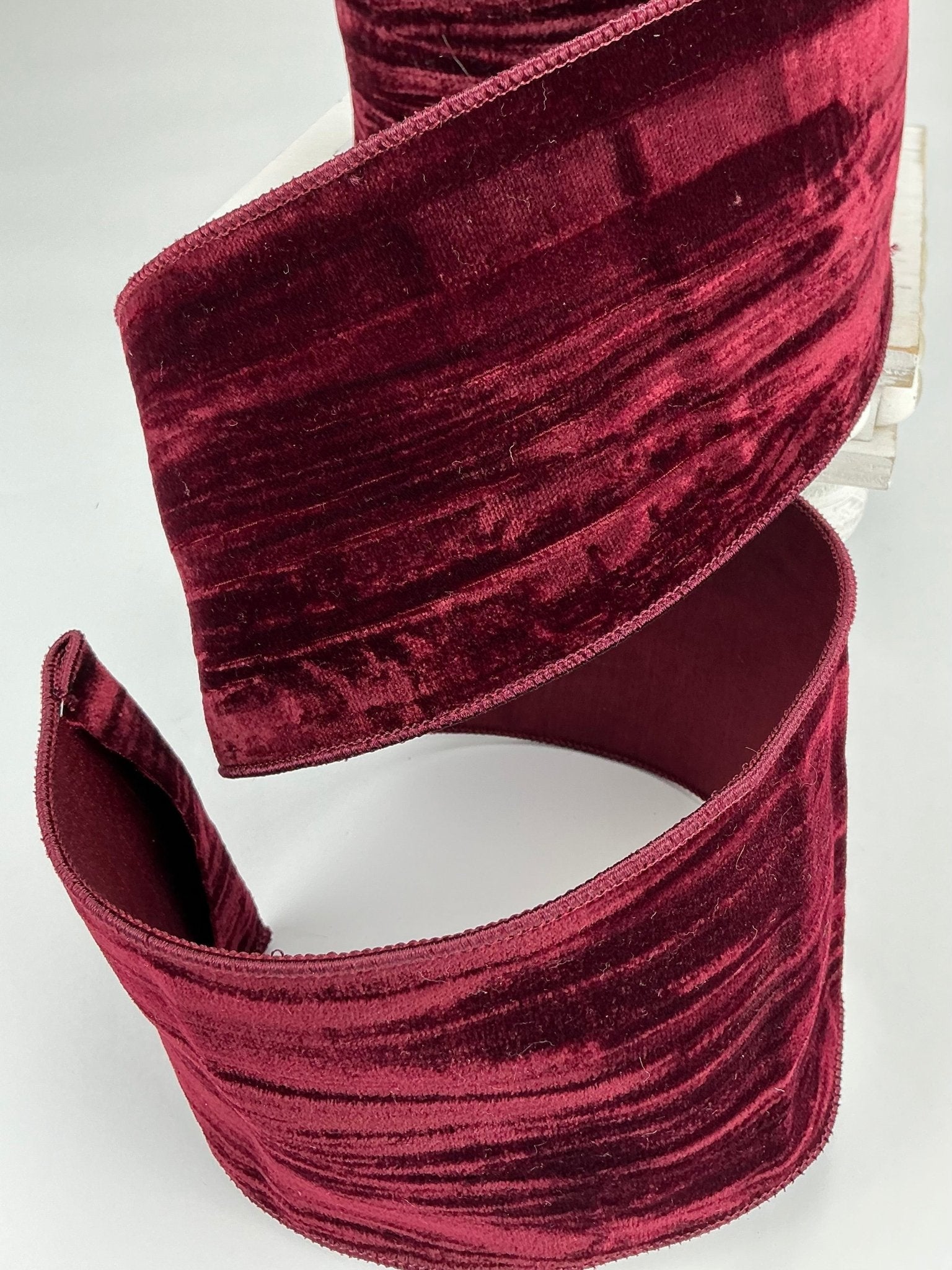 Burgundy velvet wired ribbon 4” - Greenery Market