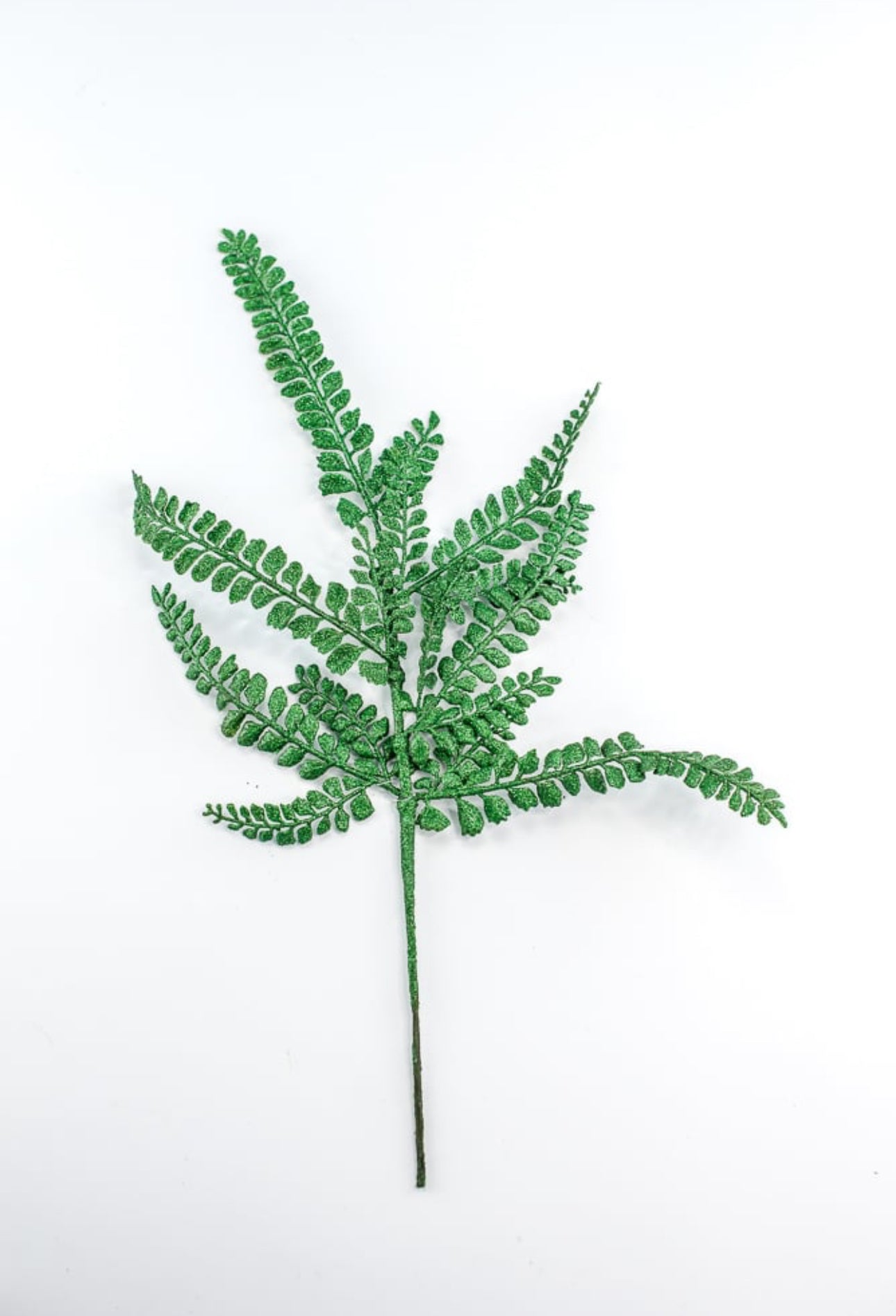 Emerald green laser glittered fern spray - Greenery Market