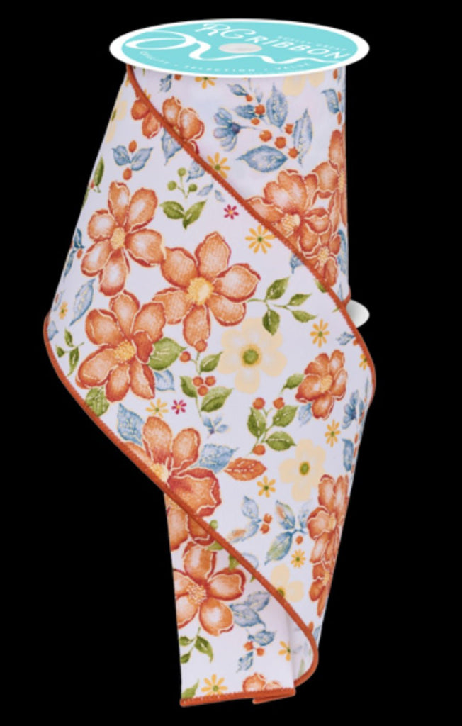 floral 4” wired ribbon - Greenery Market