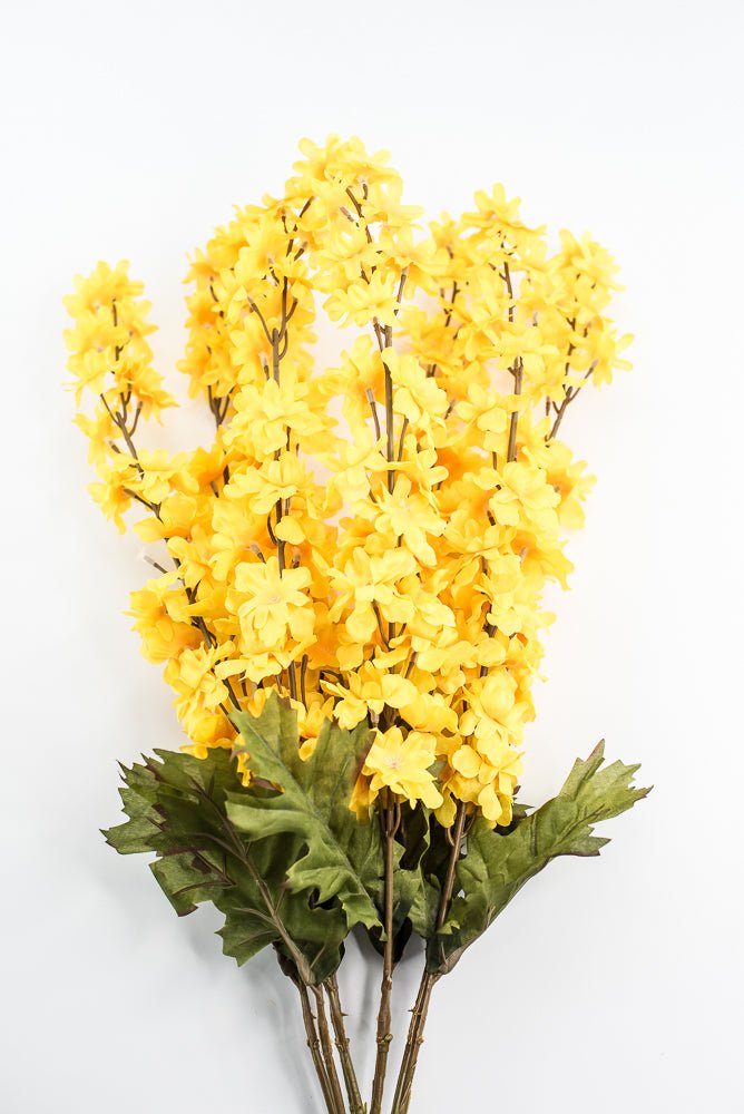 Golden Yellow delphiniums artificial flower bush - Greenery Market