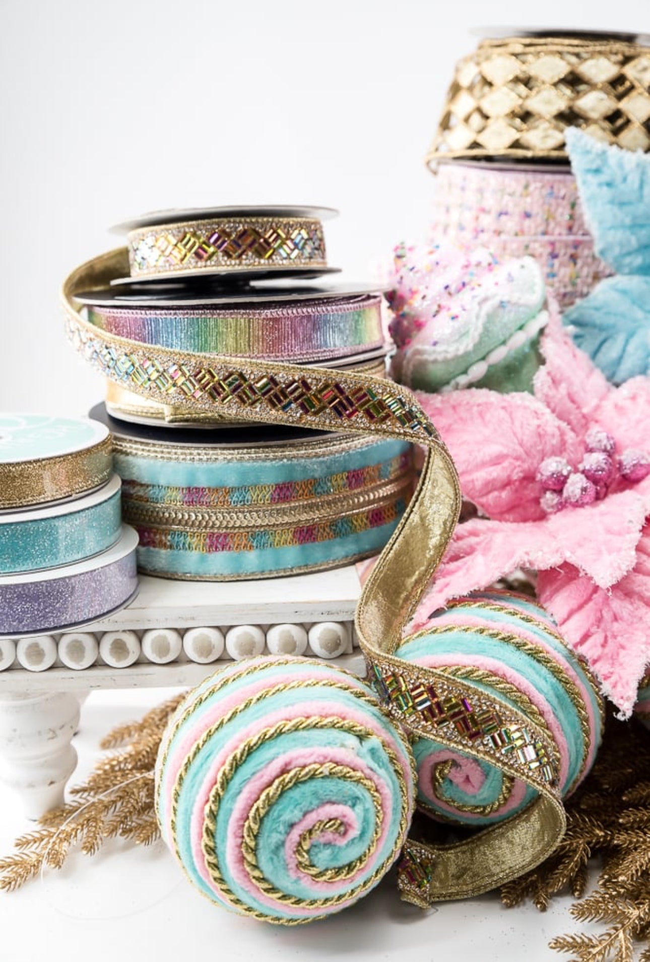 Light blue sherbet shimmer velvet 2.5” farrisilk wired ribbon ...