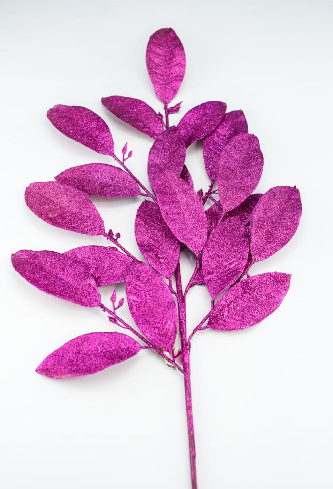 Magenta Glitter Leaves Spray - Greenery Market