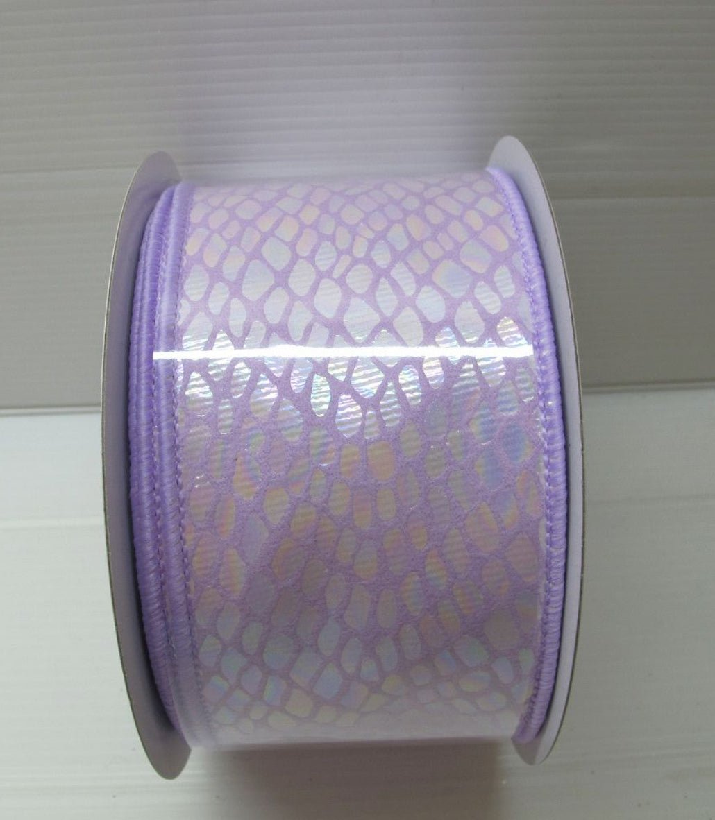 Metallic irridescent pattern wired ribbon 2.5” lavender - Greenery Market
