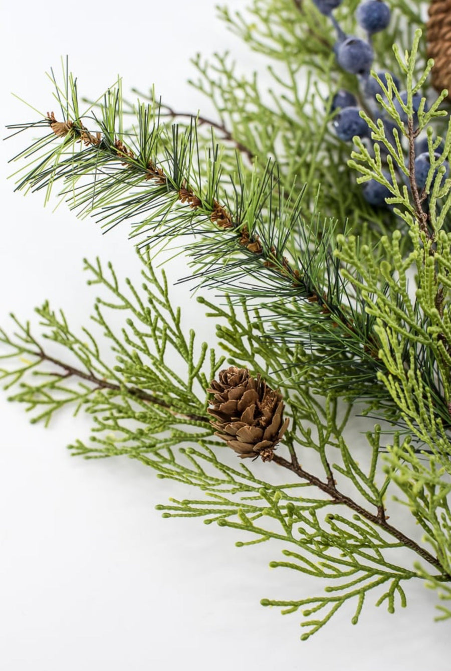 Mixed pine and cedar with blue berries spray - Greenery Market