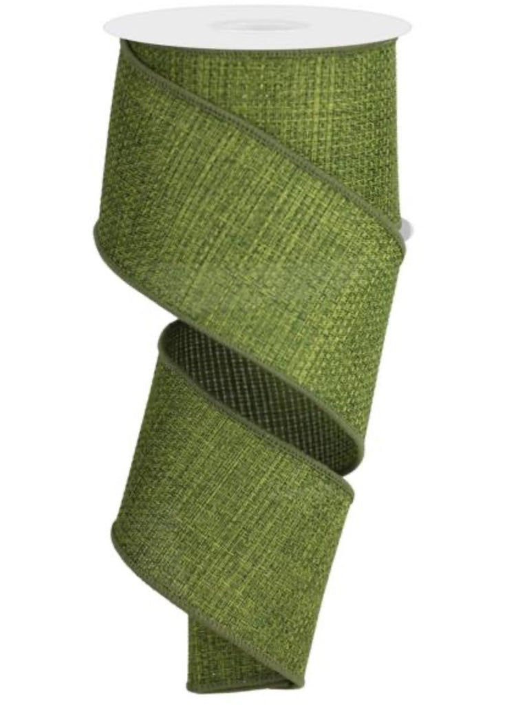 Moss green, cross burlap, 2.5” wired ribbon - Greenery Market