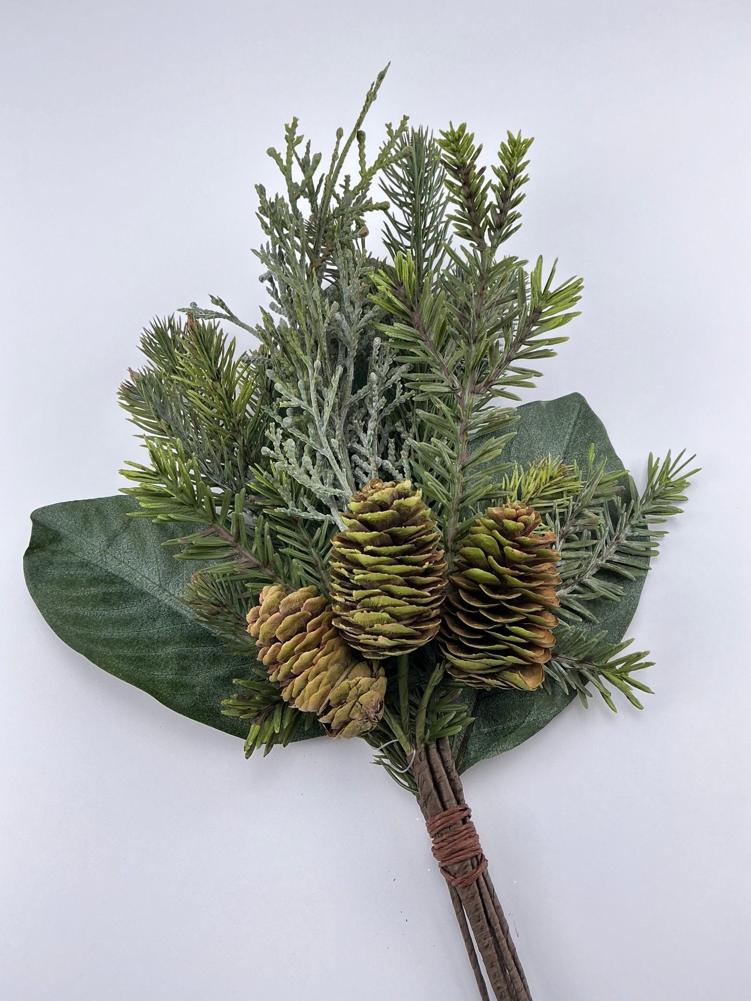 Pine, magnolia leaves, and cone bundle - Greenery Market