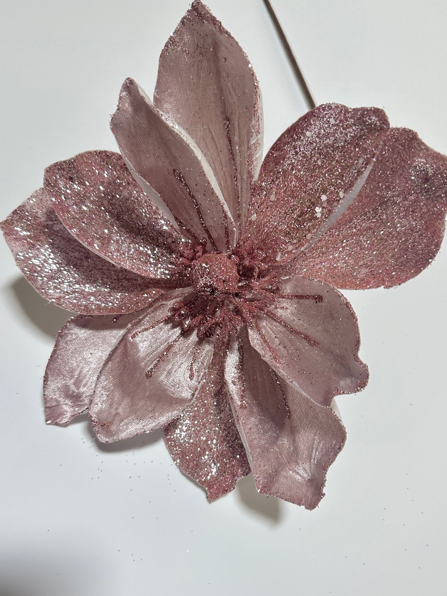 Pink glitter and velvet magnolia stem - Greenery Market