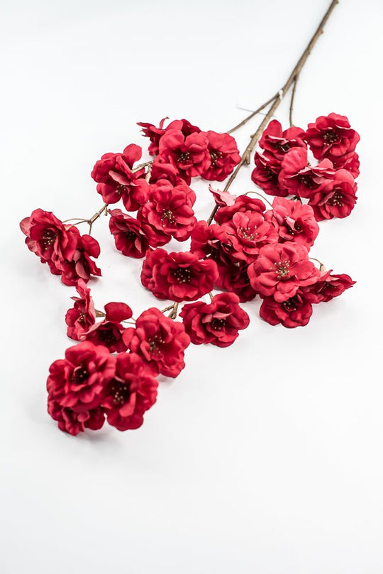 Red Blossom Artificial Flower Spray - Greenery Market