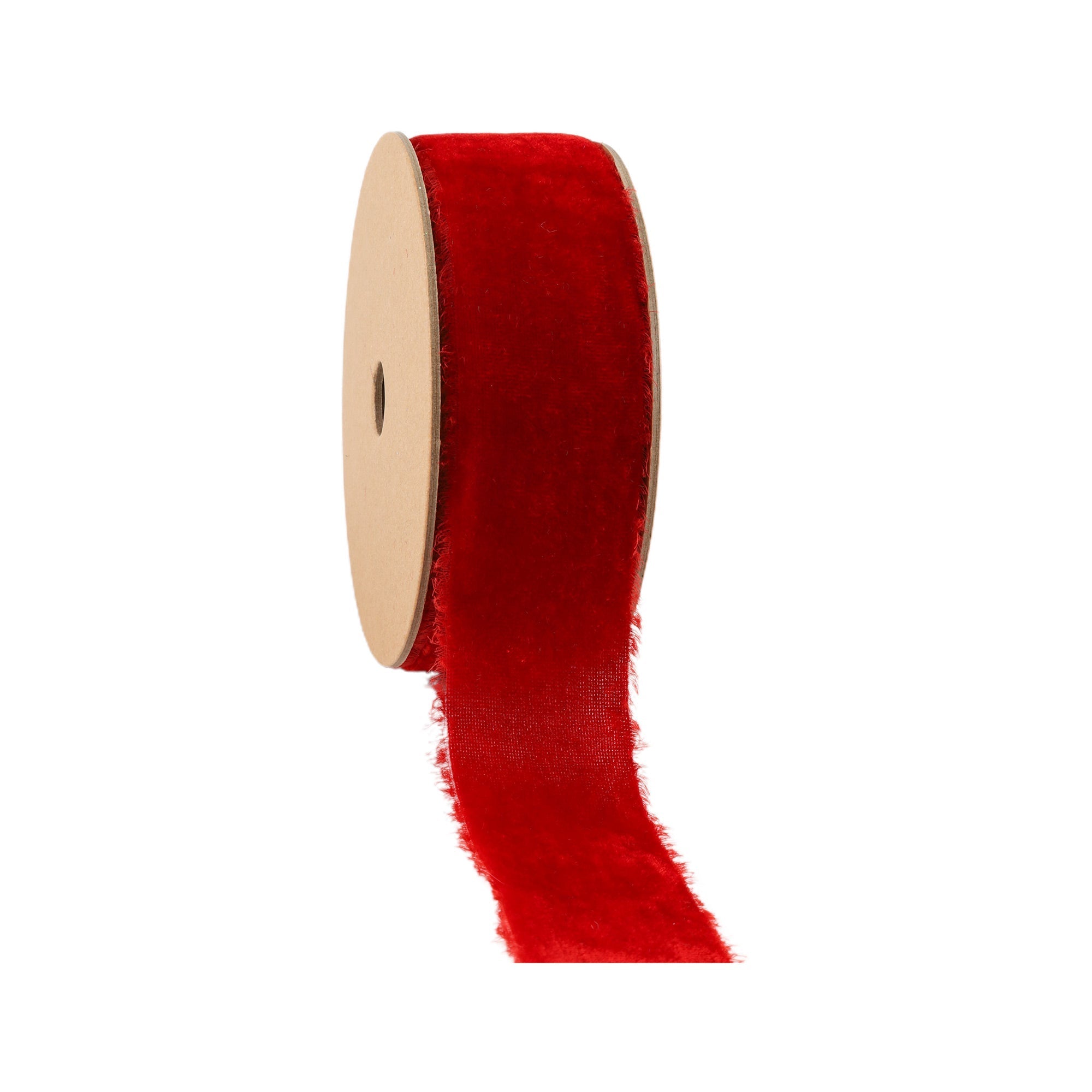Red Frayed Edge Velvet Ribbon - 1.5" - Greenery Market