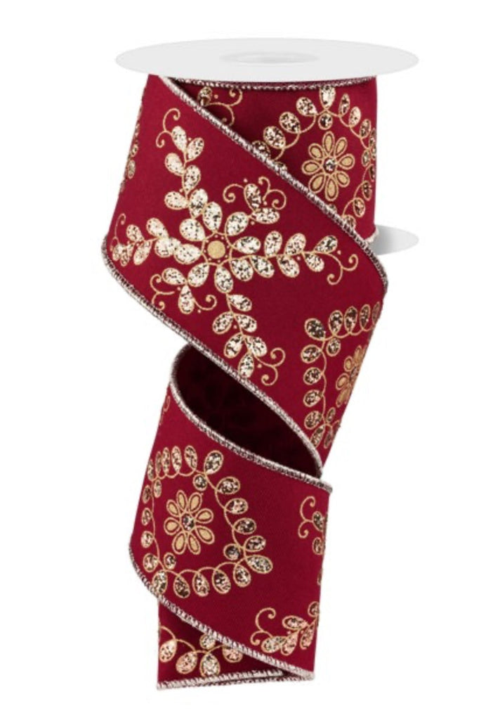 Wine with vine ornate loop wired ribbon 2.5” - Greenery Market