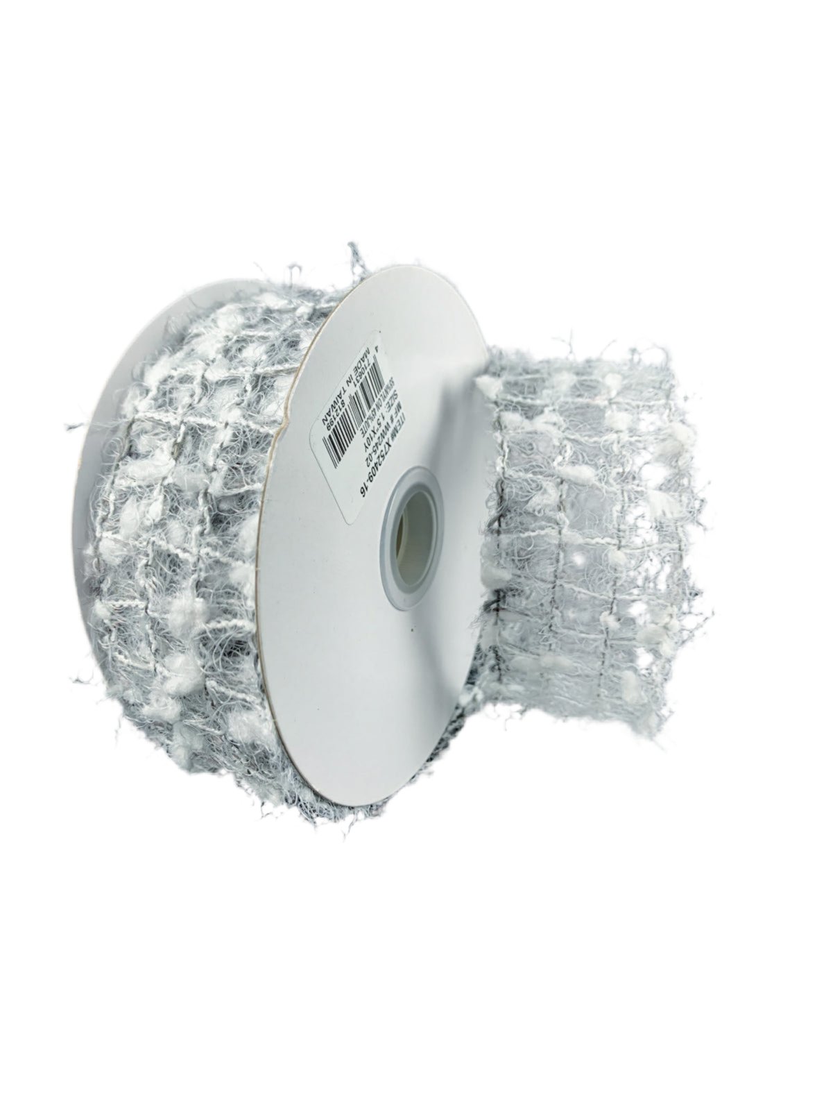 Snowy gray mesh wired ribbon 1.5” - Greenery Market