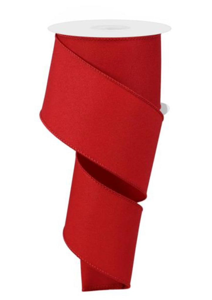 Solid red wired ribbon 2.5” - Greenery Market