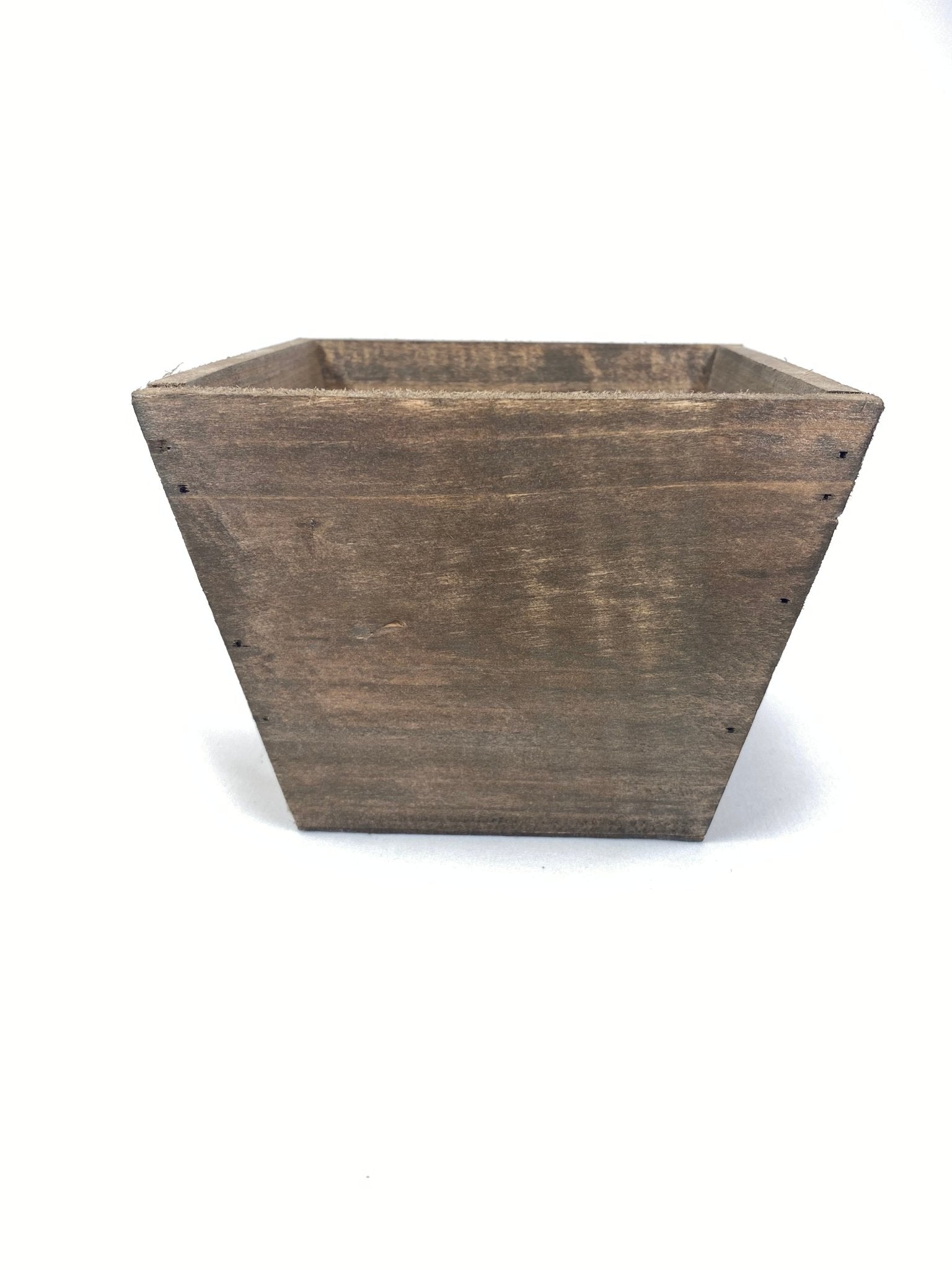 Tapered square wooden containers - brown stain - Greenery Market