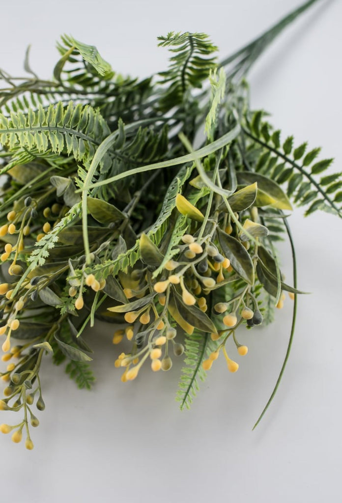 Artificial mixed greenery bush with yellow tips - Greenery Market