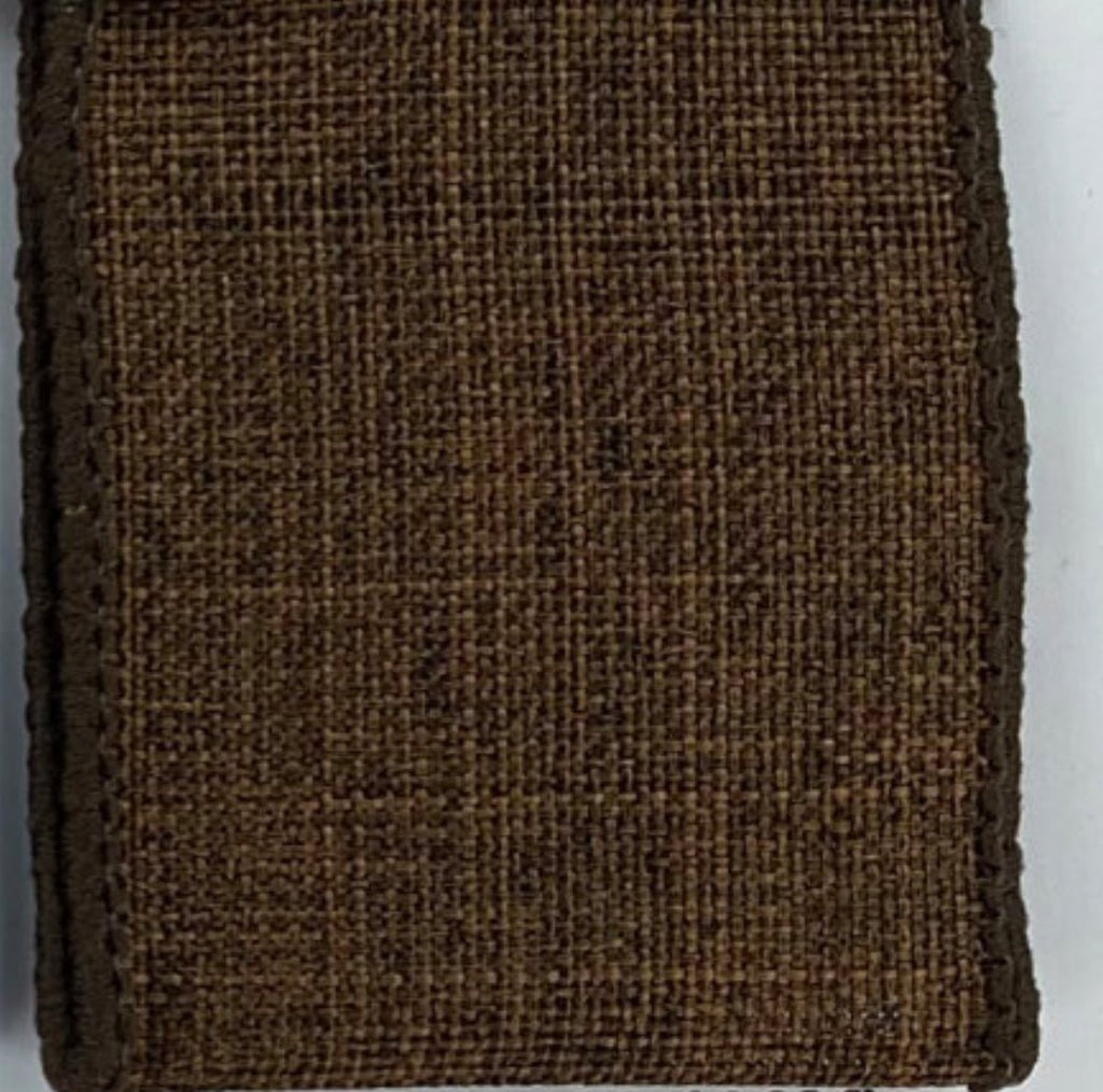 Brown poly linen wired ribbon, 2.5" - Greenery Market