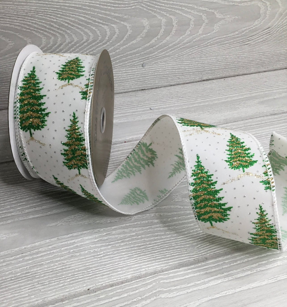Christmas white velvet wired ribbon 2.5” - Greenery Market