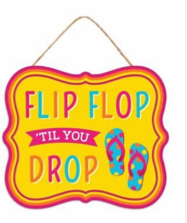 Flip flop summer embossed metal sign - Greenery Market