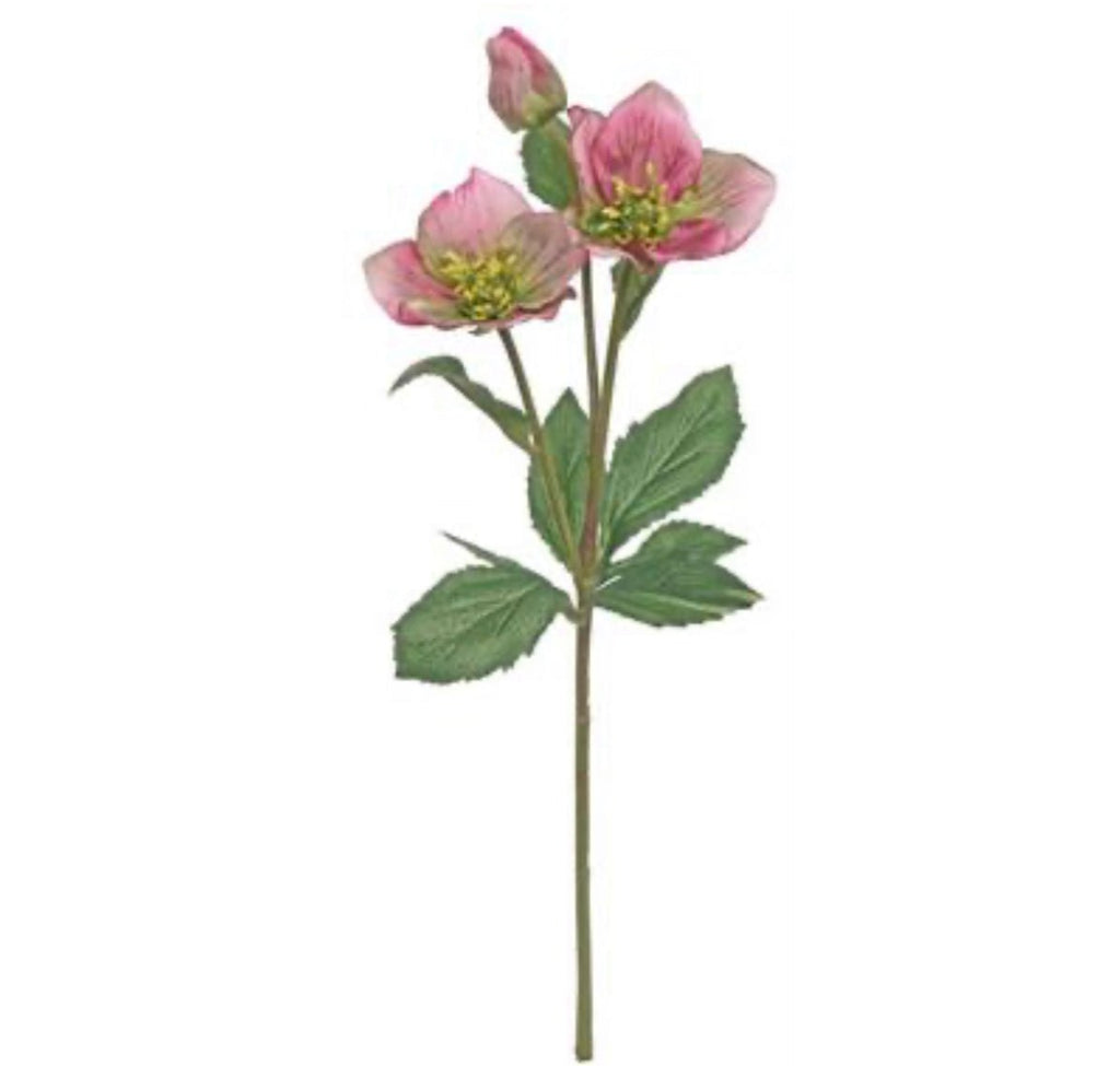 Fresh cut Hellebore artificial flower spray mauve magenta - Greenery Market