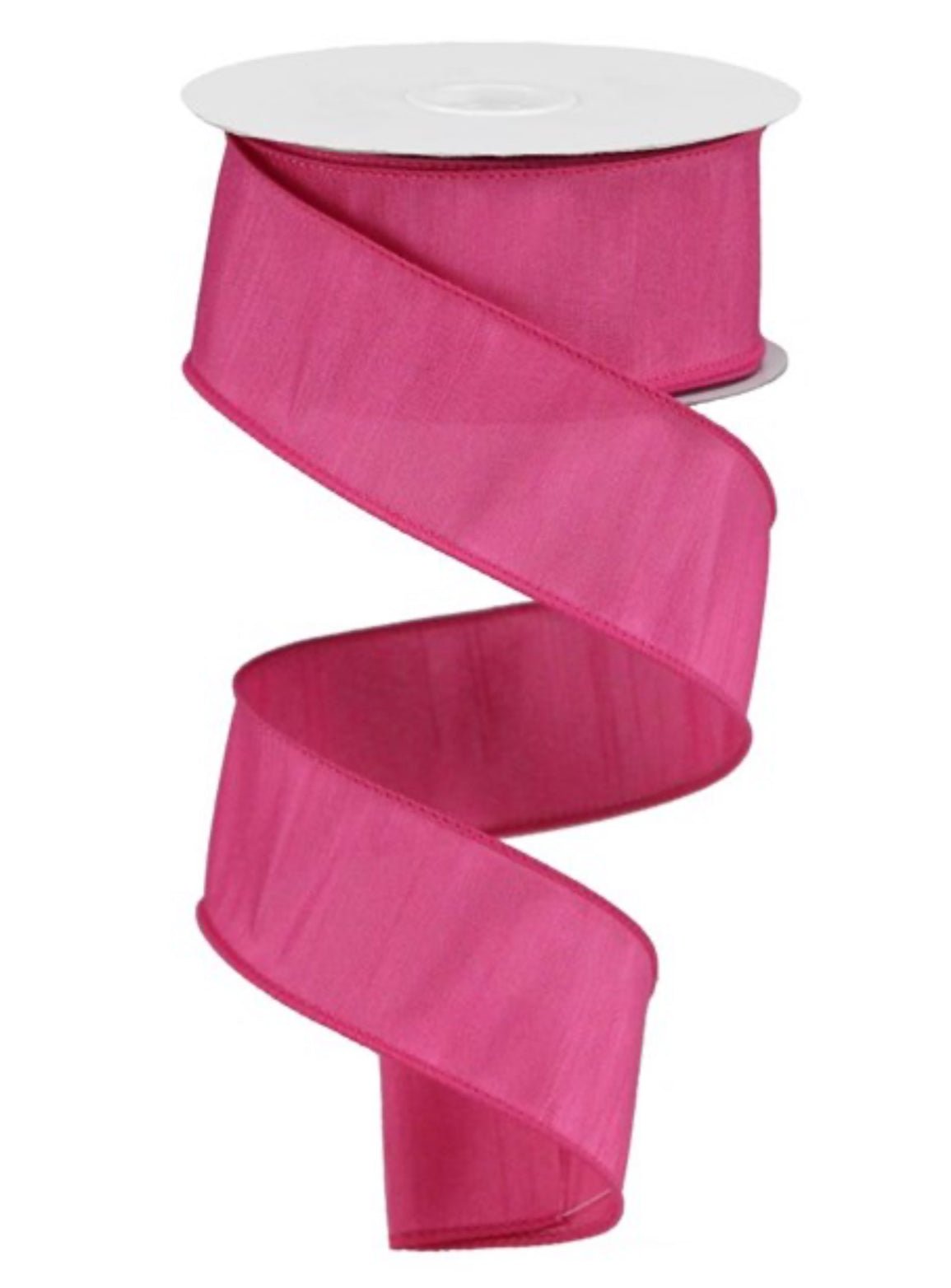 Fuchsia pink solid faux dupioni 1.5” wired ribbon - Greenery Market