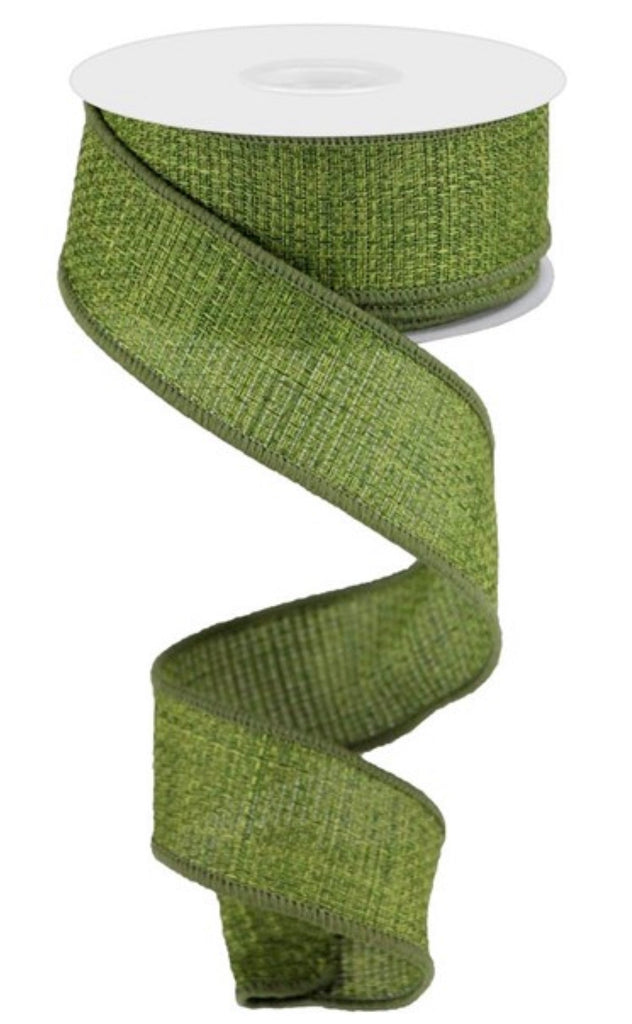 Moss green Cross royal burlap 1.5” wired ribbon - Greenery Market