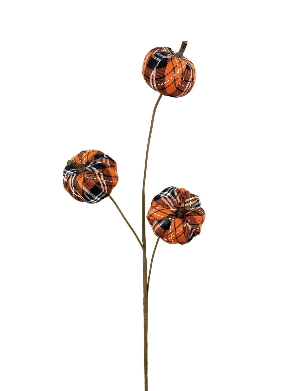 Orange plaid pumpkin spray - Greenery Market