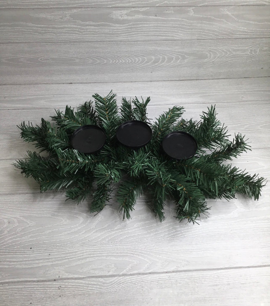 Pine centerpiece Swag base with candle holder - Greenery Market