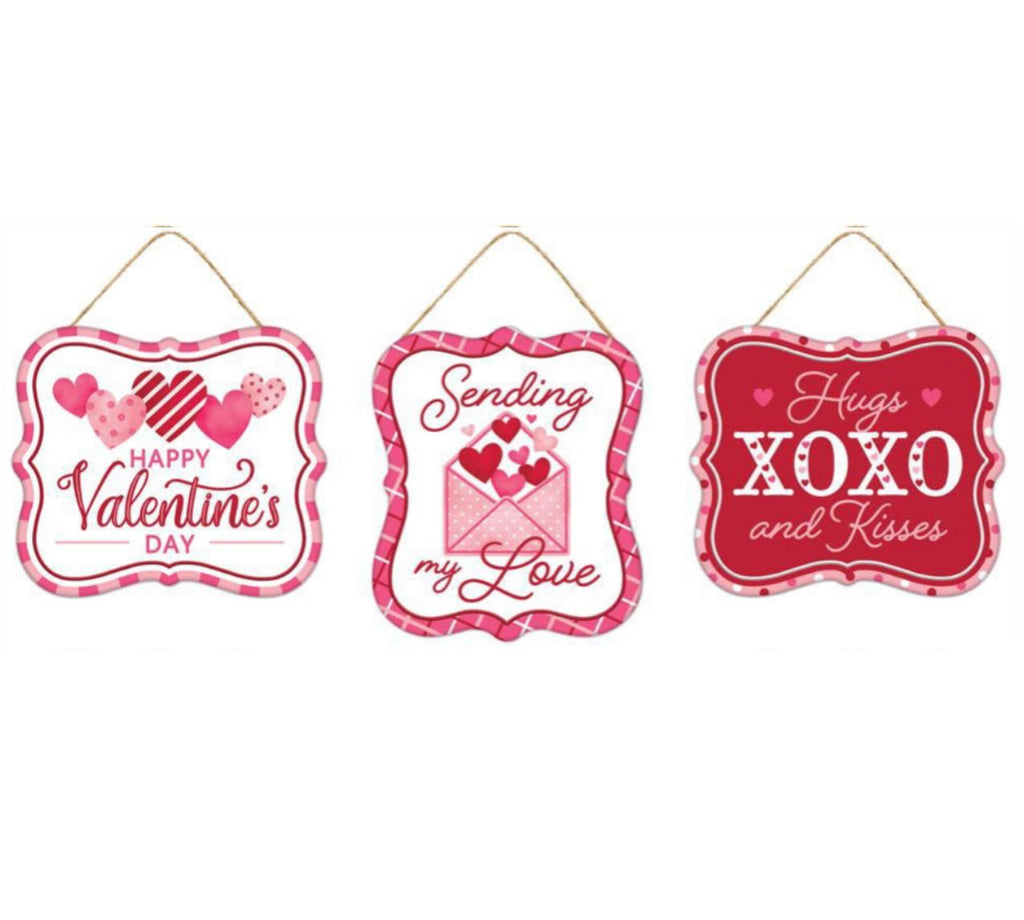 Pine, red, and white Valentine’s Day swag signs x 3 signs - Greenery Market