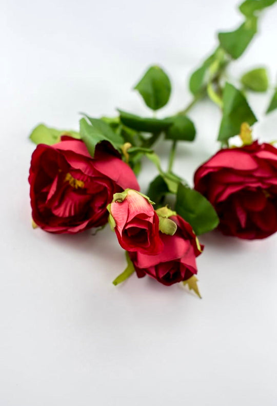 Red, cabbage rose spray - Greenery Market