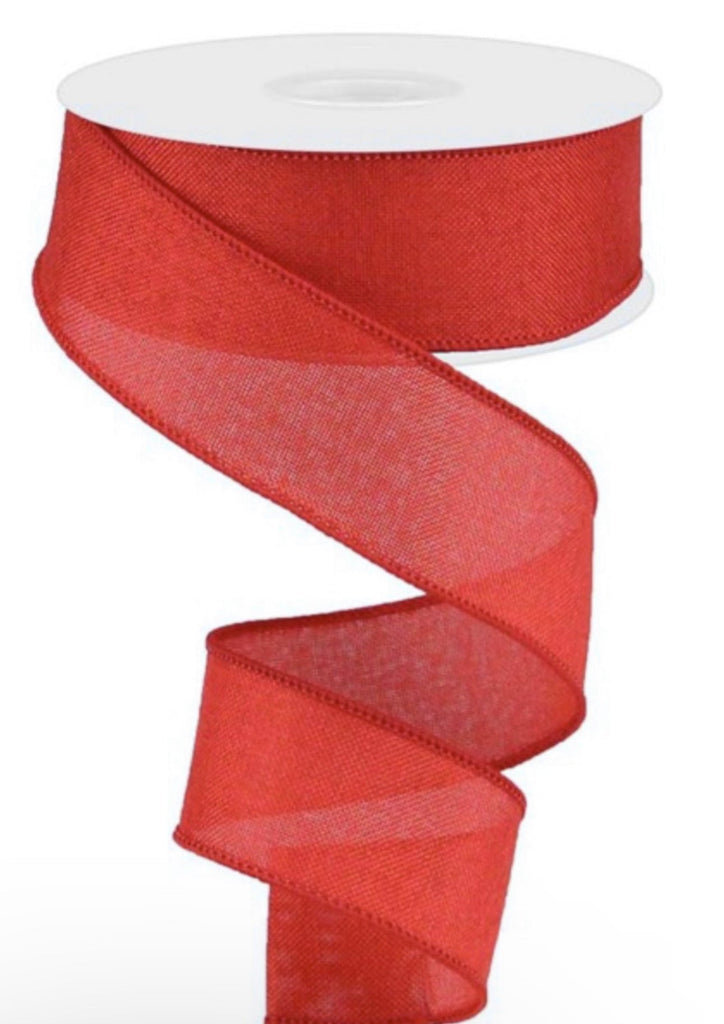 Red shimmer linen wired ribbon 1.5” - Greenery Market
