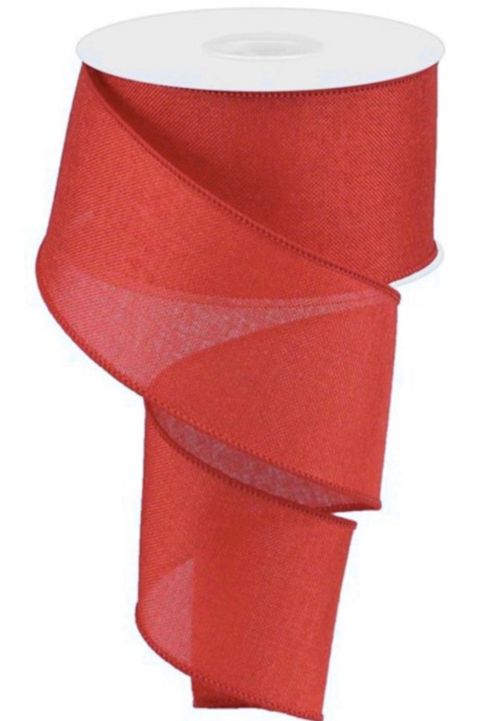 Red shimmer linen wired ribbon 2.5” - Greenery Market