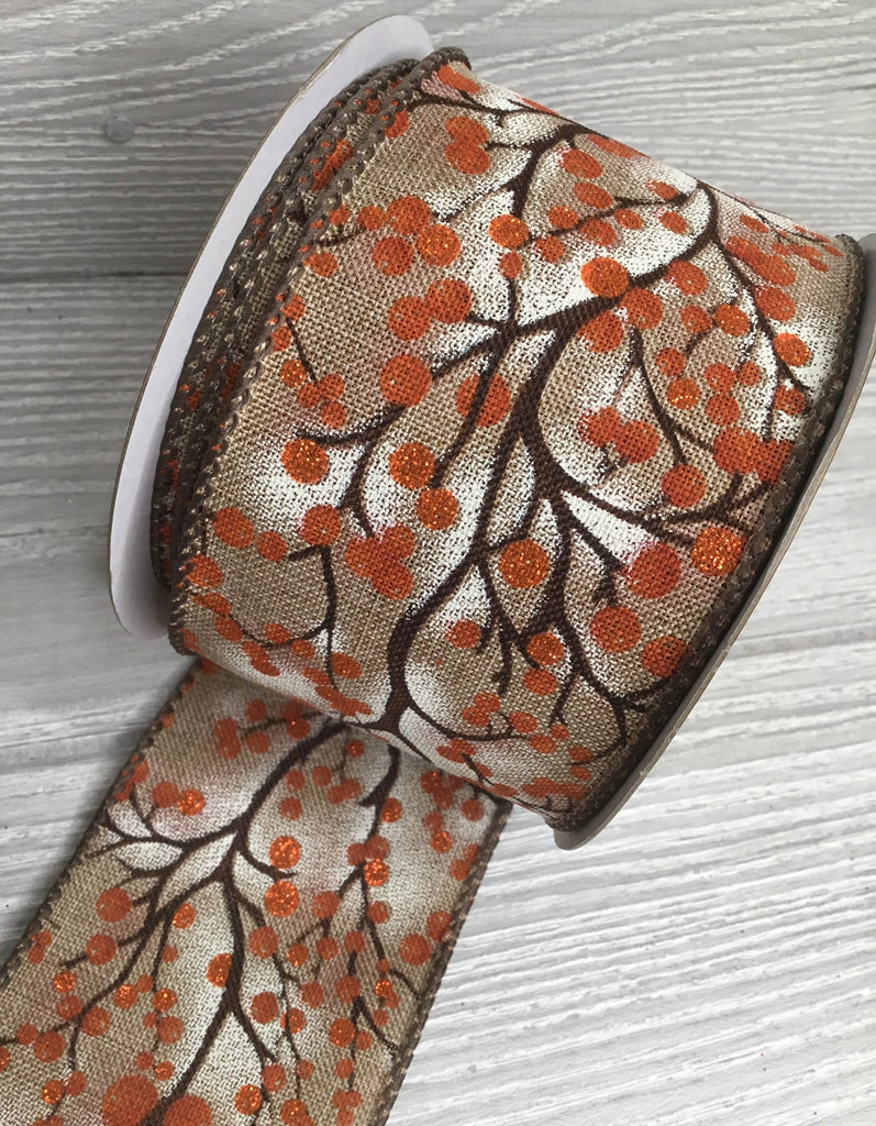Rust Berry natural wired ribbon 2.5” - Greenery Market