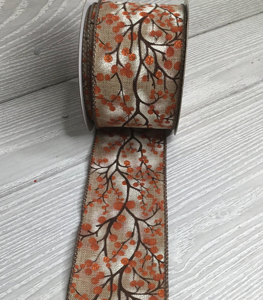Rust Berry natural wired ribbon 2.5” - Greenery Market