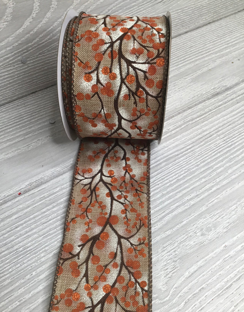 Rust Berry natural wired ribbon 2.5” - Greenery Market