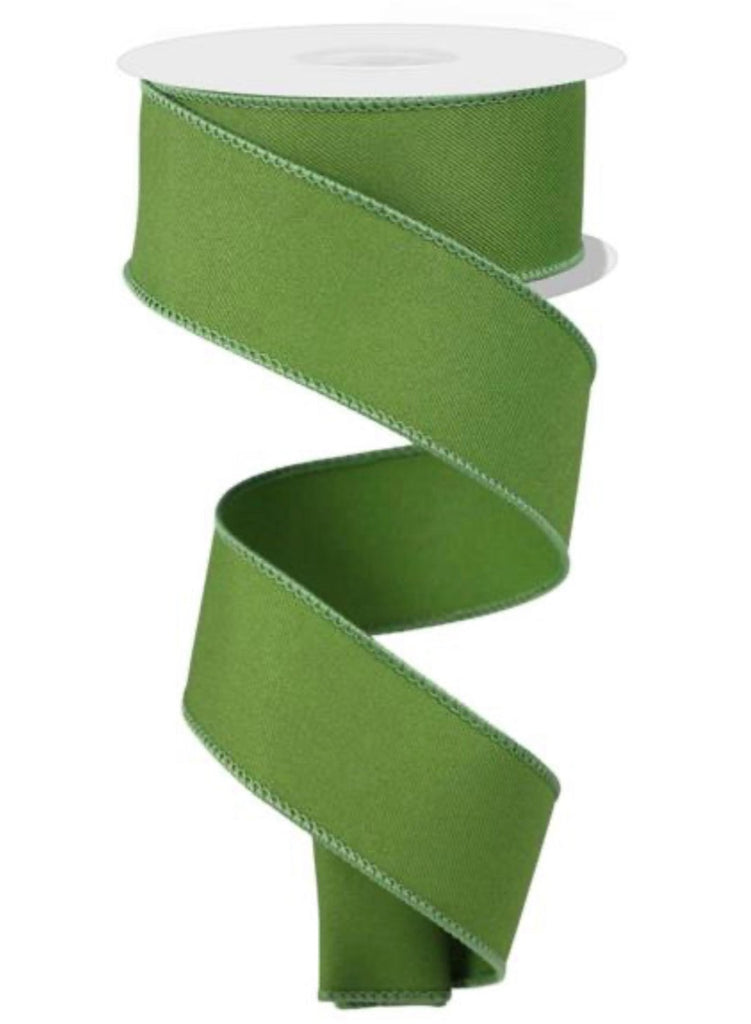 Solid moss green wired ribbon 1.5” - Greenery Market